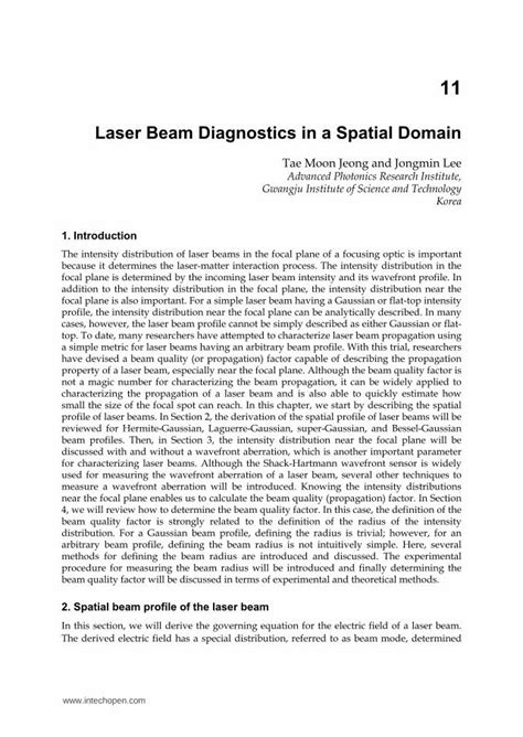 Pdf Laser Beam Diagnostics In A Spatial Domain Dokumentips