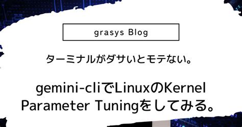 ターミナルがダサいとモテない。gemini Cliでlinuxのkernel Parameter Tuningをしてみる。｜ Grasys Blog