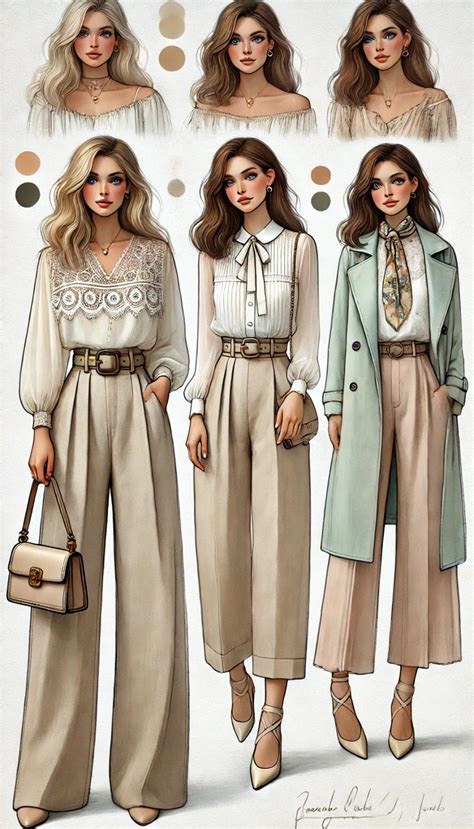 Stijlvolle Kleding Schetsen Illustraties