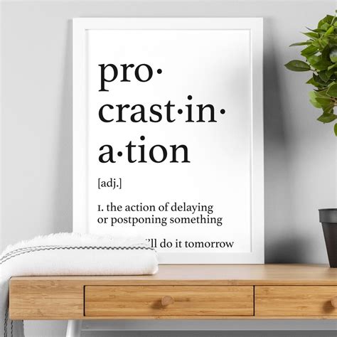 Dictionary Definition Of Procrastination Typography Black And Etsy