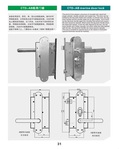 C 1 Ohs 2320 Rho Lhro 190mm Vessel Fireproof Door Lock 304 Stainless