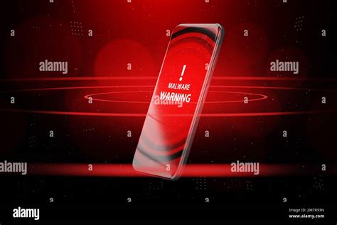 3d Rendering Smart Phone Warning Malware Detect And Virus Alert Wifi