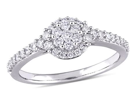 12 Carat Ctw H I I2 I3 Diamond Engagement Halo Ring In 14k White