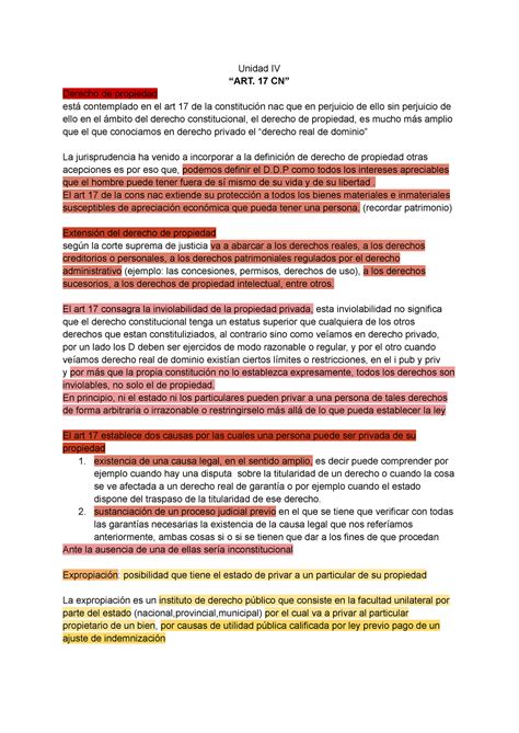 Derecho publico parte 2 - Unidad IV “ART. 17 CN” Derecho de propiedad ...