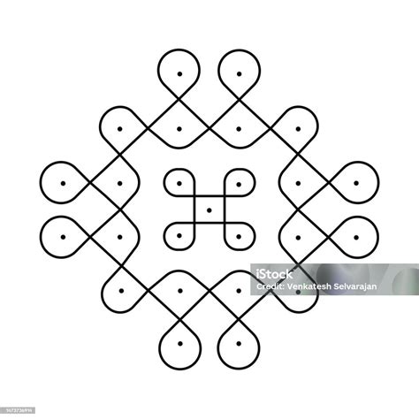 Abstract Kolam With Dots Vector Illustration Stock Illustration