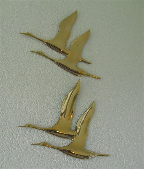 Vintage Brass Wall Decoration Birds 1970s 69885