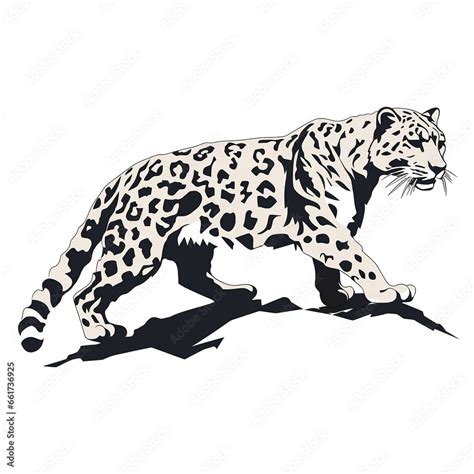 Snow Leopard Body Silhouette Logo Vector Graphics Flat Minimalism