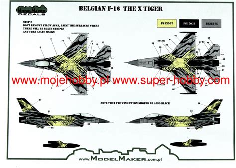 Belgian F 16 The X Tiger Decals And Masks Set Model Maker Decals Md32179