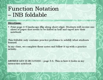 Function Notation INB Foldable Notes By Algebra With Steck