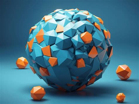 Premium Ai Image Polyhedron Sphere Geometric Elegance In Blue