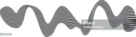 추상적인 흑백 줄무늬 액화 웨이브 라인 원근감 부드러운 리본 0명에 대한 스톡 벡터 아트 및 기타 이미지 0명 3차원 형태 S 모양 Istock
