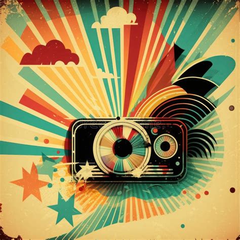 Colorful Vintage Retro Background Illustration Ai Generative Stock