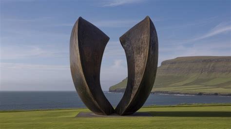 Dramatic Abstract Sculpture Overlooking The Ocean Premium Ai