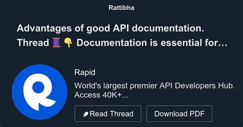 advantages of good api documentation thread 🧵👇 thread from rapid rapid api rattibha