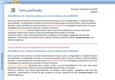 Justificar Texto Access 2010