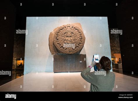 Mexico City Mexico — A Visitor Photographs The Stone Of The Sun With