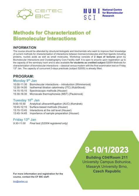 Methods For Characterization Of Biomolecular Interactions Ceitec Výzkumné Centrum