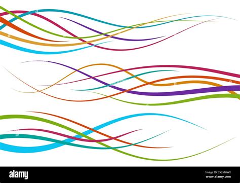 Set Of Abstract Color Curved Lines Wave Design Element Vector Illustration Stock Vector Image