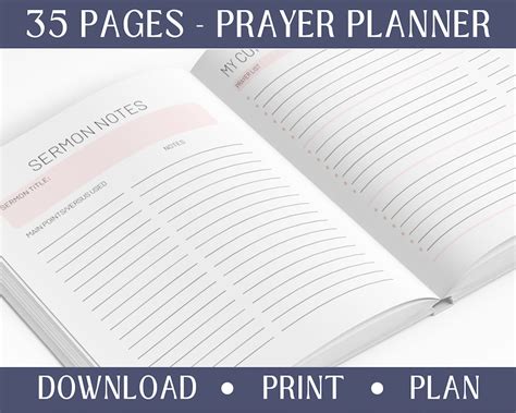 Prayer Planner Printable Daily Gratitude Journal Prayer Notes