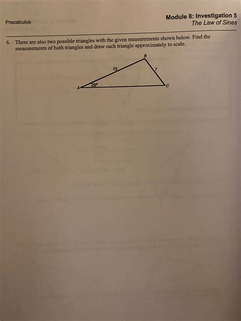 Solved Precalculus Module Investigation The Law Of Chegg