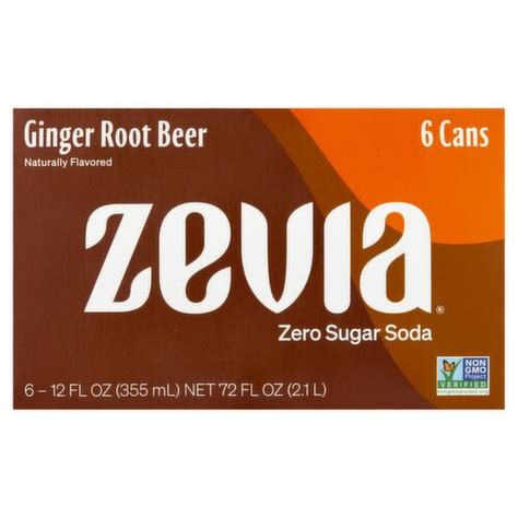 Zevia Ginger Root Beer Zero Sugar Soda 355 Ml 6 Count Shoprite