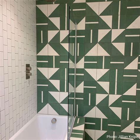 Green Geometry Encaustic Cement Tile Otto Tiles And Design