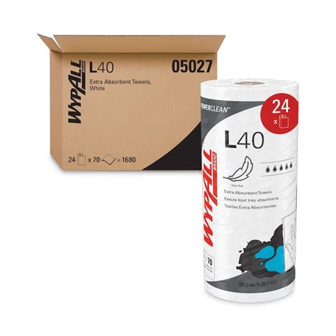 Wypall L40 Towels Small Roll 104 X 11 White 70 Roll 24 Rolls Carton In