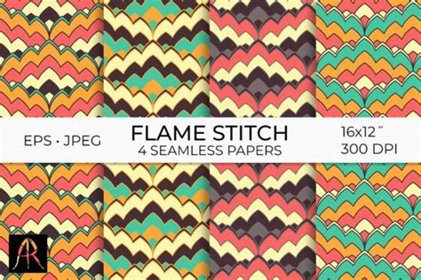 Flame Stitch Geometric Seamless Patterns Graphic By Neauth · Creative