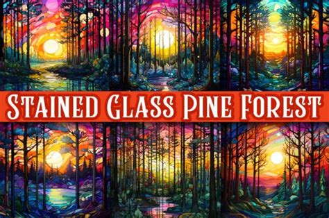 Stained Glass Pine Forest Graphic By Omnia Hiba Designer · Creative Fabrica