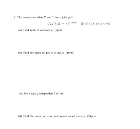 Solved The Random Variable X And Y Have Joint Pdf Chegg
