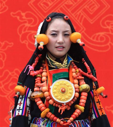 Tibetan Beauty Wearing Regional Costume Coral Amber And Flickr