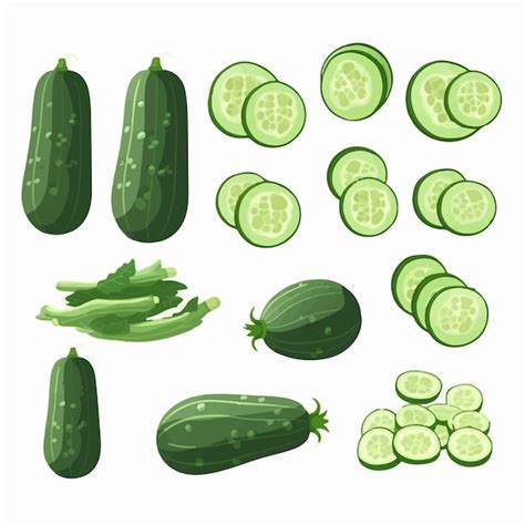 Premium Vector A Set Of Cucumber Illustrations In A Cutout Style For A Layered And Dimensional