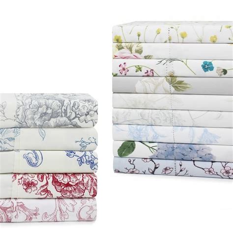 Printed Floral Design Cotton Collection Sheet Set And Pillowcases Bed