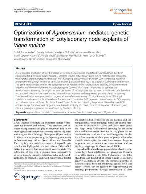 Solution Optimization Of Agrobacterium Mediated Genetic Transformation