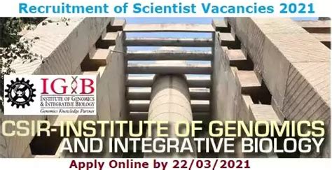 Csir Igib Scientist Vacancy Recruitment 2021