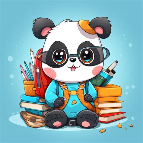 Premium Photo Cute Panda Cartoon Character Student Studying And Write