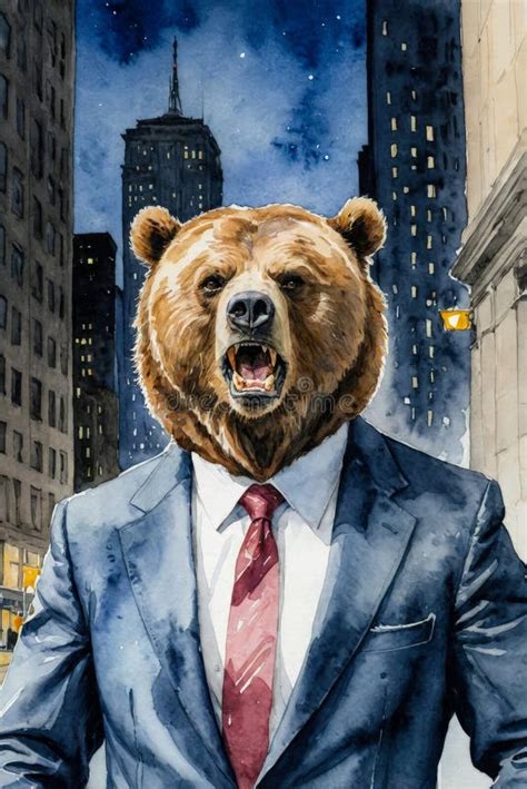 Distinguished Gentleman Bear In Suit Whimsically Dressed Bear Stands Poised Donning Sharp Suit