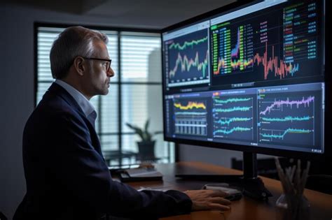 Analyst Reviewing Financial Data On Screens Premium Ai Generated Image