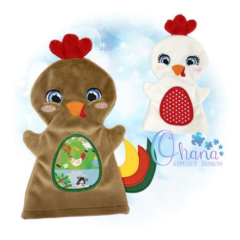 Rooster Hand Puppet Embroidery Design Ohana Applique Designs