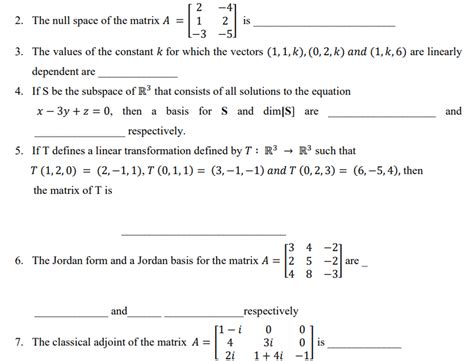Solved Problem Only The Null Space Of The Matrix Chegg
