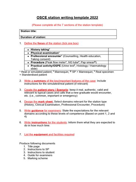 Osce Station Writing Template Original Pdf Down Syndrome Medical