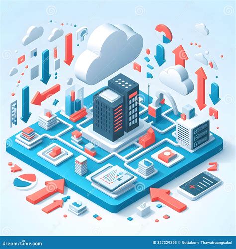 3d Flat As Cloud Computing Scalability And Flexibility With Arrows And Cloud Icons Concept As