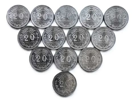 Lote 13 Monedas 20 Centavos Resplandor 1940s Plata Ley 720 Envío Gratis