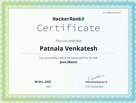 Patnala Venkatesh On Linkedin Hackerrank Java