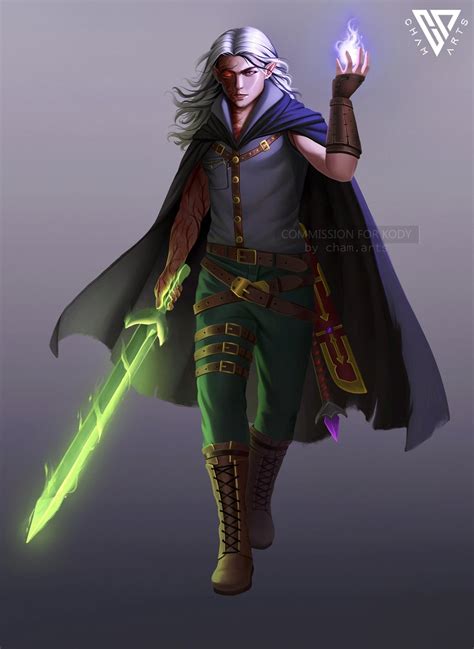 dnd half elf hexblade warlock commissioned r dndart