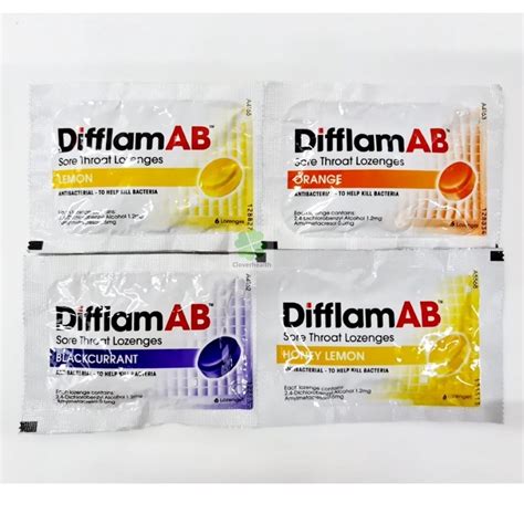 Difflam Ab Sore Throat Lozenges 6s Lemon Blackcurrant Orange Honey Lemon Shopee Malaysia