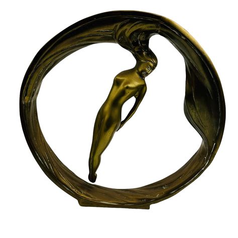 At Auction Brass Art Nouveau Revival Nude Erotica Sculpture