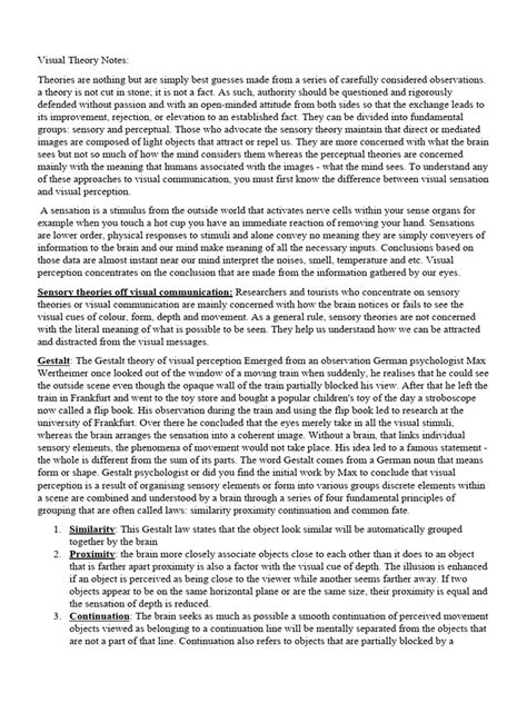 Visual Theory Notes Vcp Assignment Pdf Perception Senses