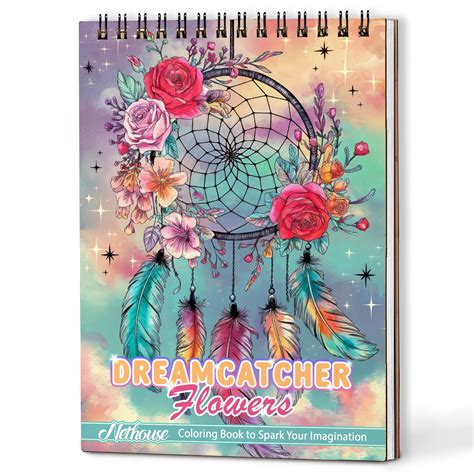 Nethouse Dreamcatcher Flowers Coloring Book Spiral Bound For Adults A5