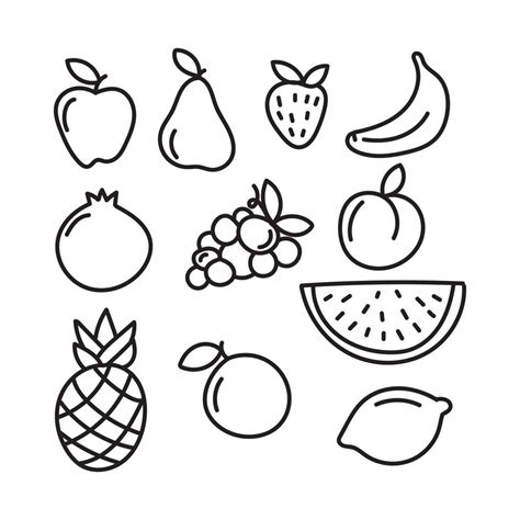 Black And White Outline Fruits At Jake Woolley Blog